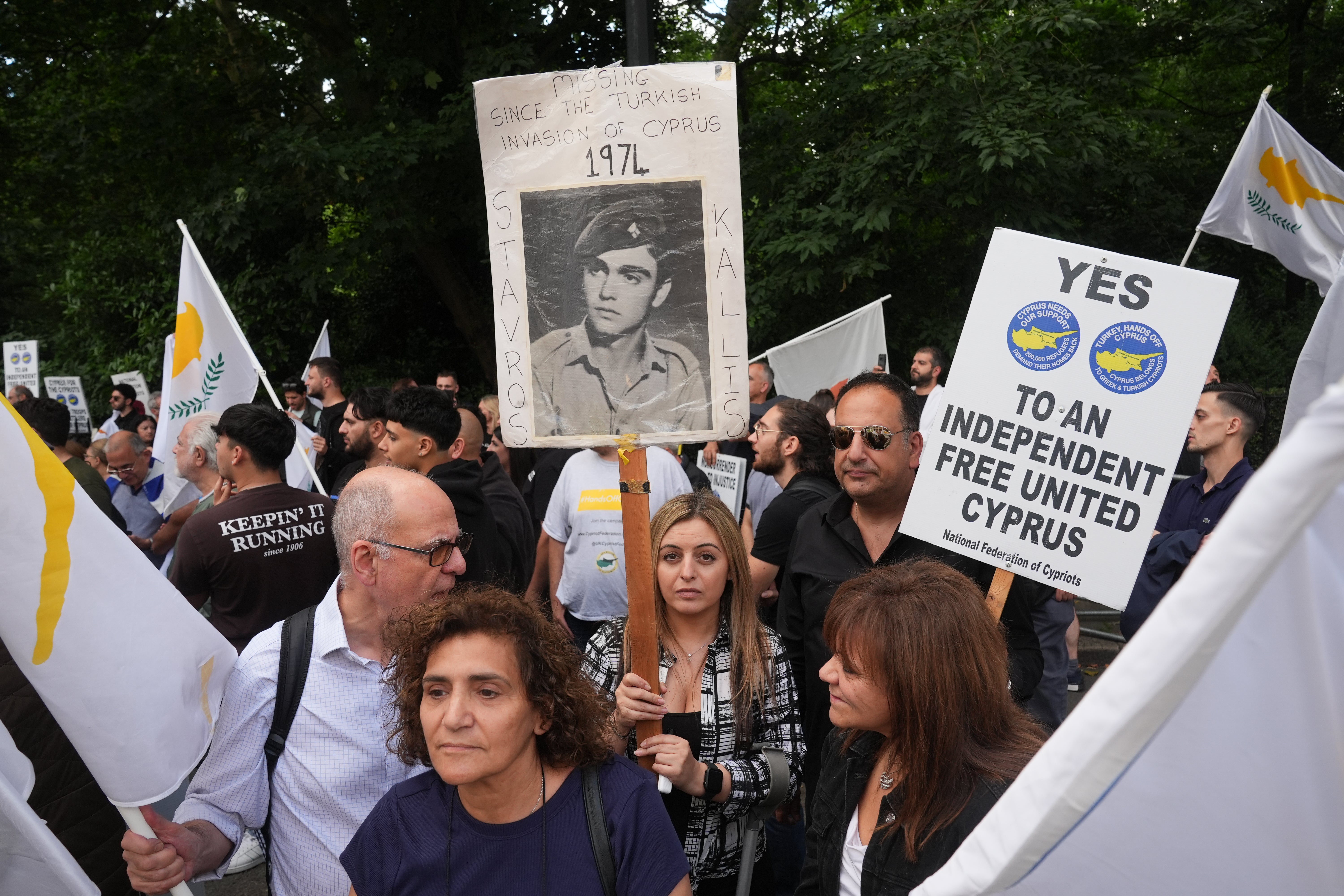 UK Cypriots protest outside Turkish embassy on 50th anniversary of ...