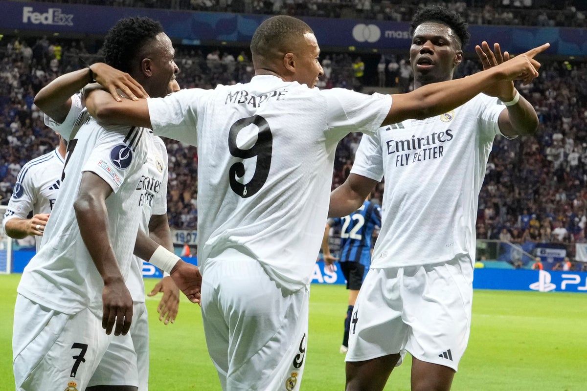 Kylian Mbappe scores on debut as Real Madrid beat Atalanta to win Super ...