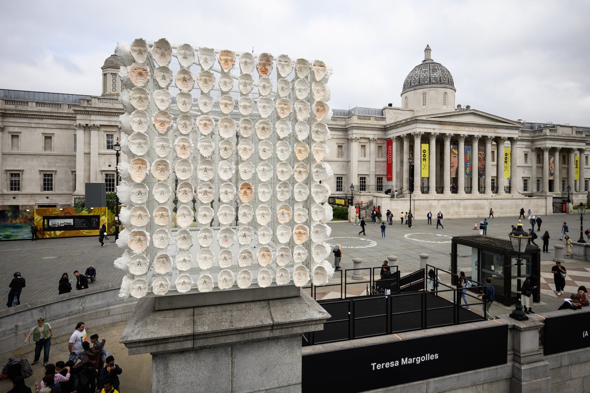 Trafalgar Square’s fourth plinth artwork unveiled with masks of 726 ...