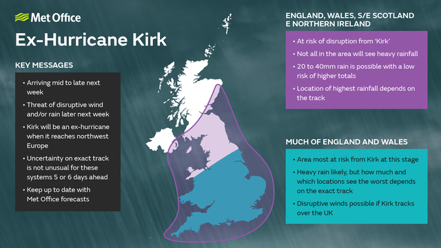 Hurricane Kirk map: Where UK expects to see heavy rain and wind of ...