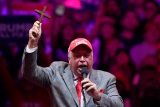Trump backer calls Harris the ‘antichrist’ as he waves crucifix onstage ...