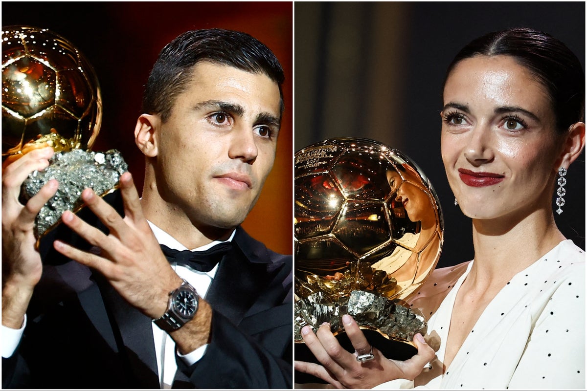 Rodri wins Ballon d’Or as Barcelona’s Aitana Bonmati claims Feminin award second year running ...