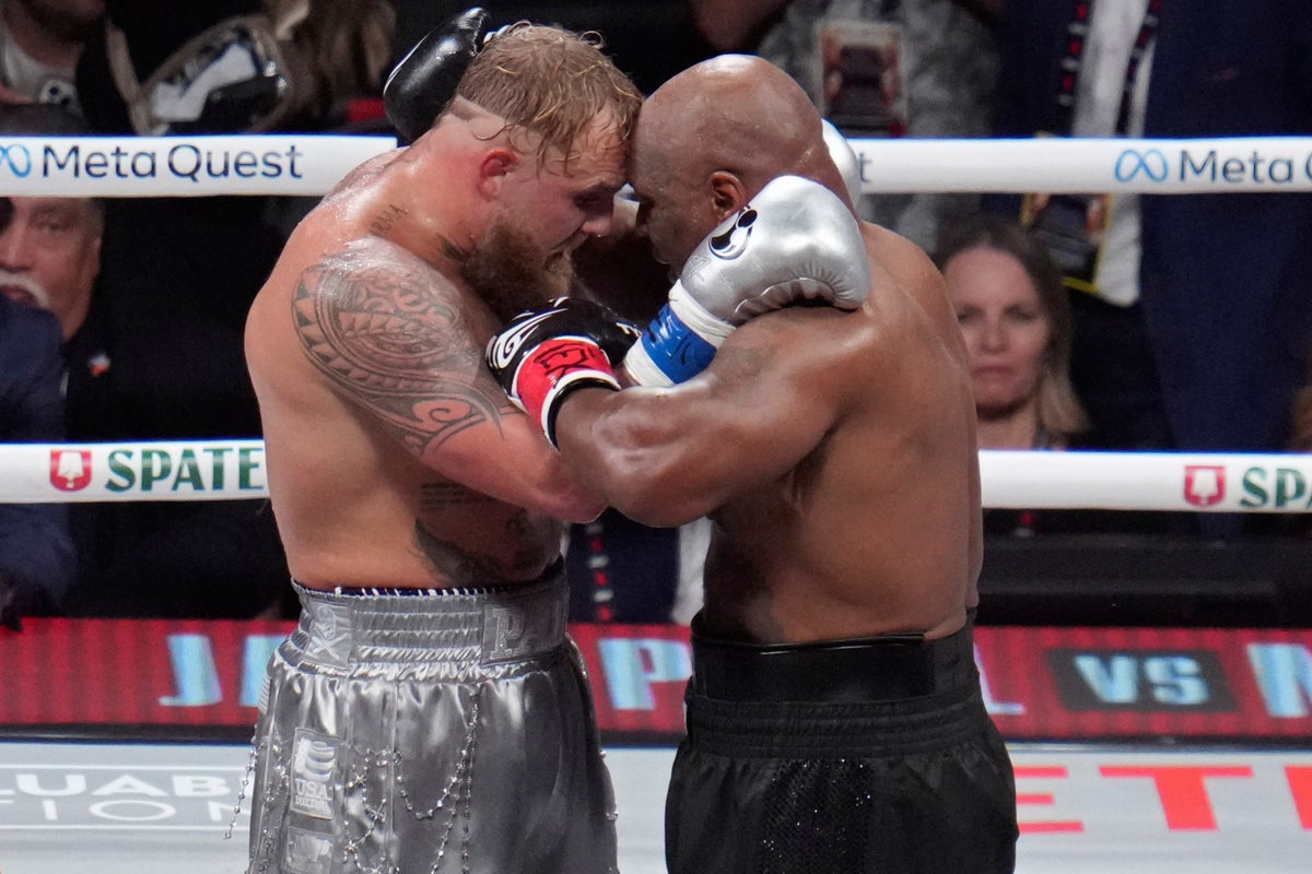 Jake Paul beats Mike Tyson on points in controversial boxing match | The Independent