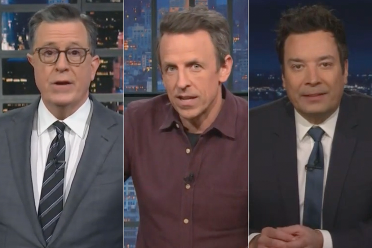 Stephen Colbert, Jimmy Fallon and Seth Meyers pay tribute to LA amid ...