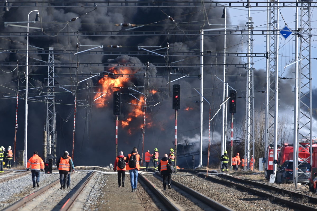 Freight train derails in Czech Republic, causing major chemical fire ...