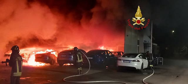 Multiple Teslas destroyed in possible arson in Rome | The Independent