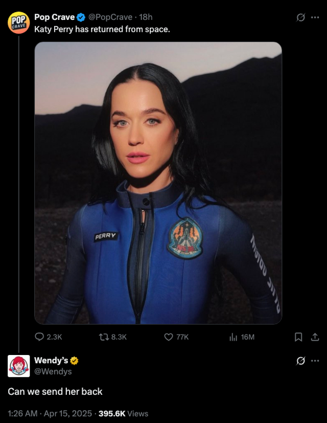 Katy Perry brutally mocked by fast-food chain after return from space ...