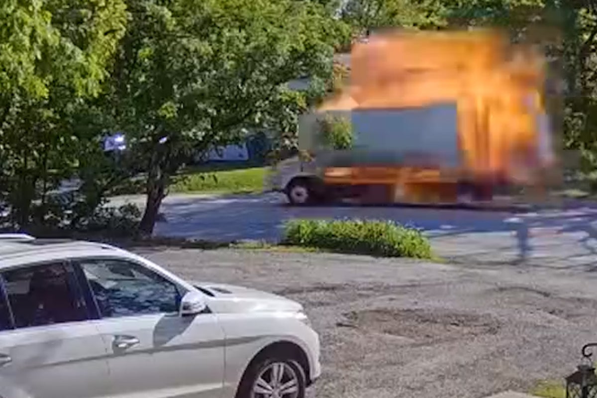 Moment truck explodes while driving through residential neighbourhood ...