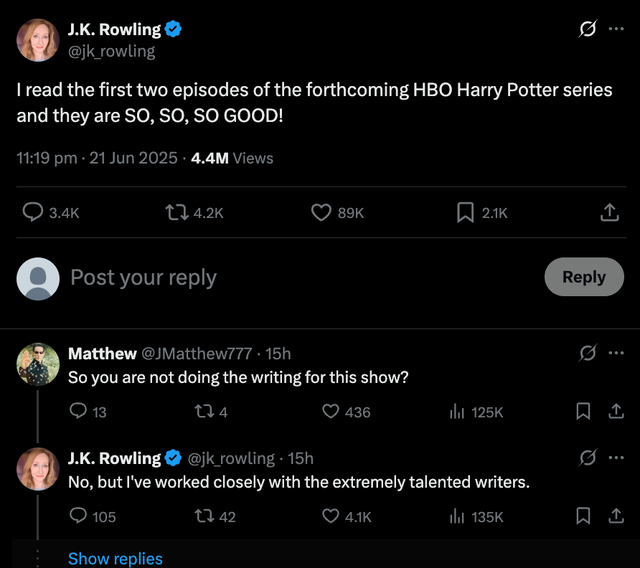 JK Rowling shares early verdict on first two episodes of Harry Potter ...