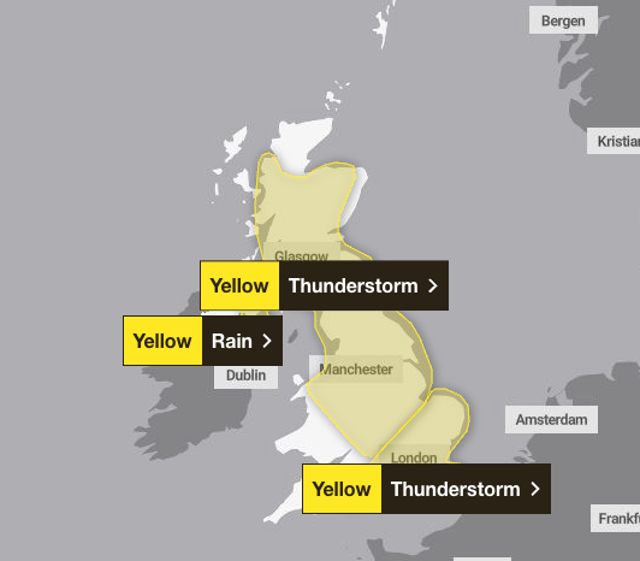 Mapped: Where thunderstorms are set to hit the UK today under Met ...