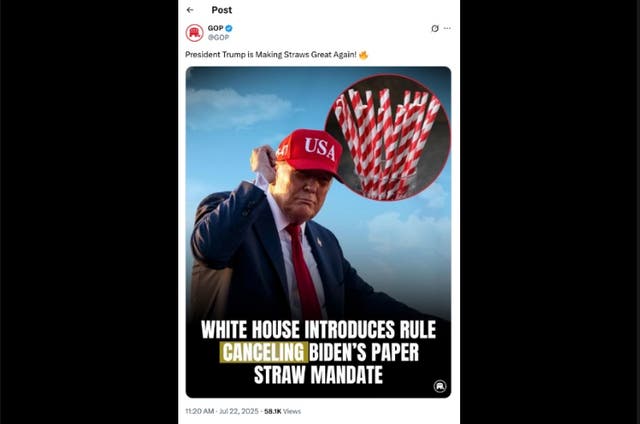 GOP mocked for posting about Trump’s paper straw policies amid Epstein ...