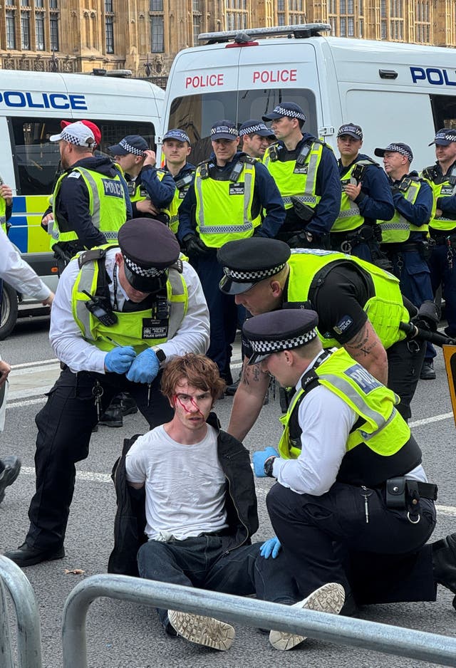 Police draw batons as violent clashes erupt during mass arrests at ...