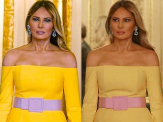 Melania Trump’s yellow dress and purple belt combo sparks colour debate ...