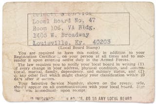 Muhammad Ali’s unsigned draft card, a piece of Vietnam-era history ...