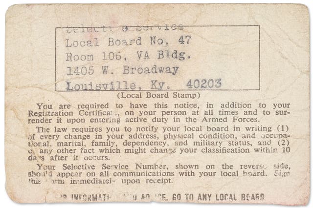 Muhammad Ali’s unsigned draft card, a piece of Vietnam-era history ...