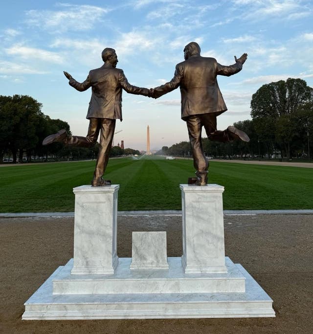 Mysterious new statue of Epstein and Trump holding hands appears on the ...