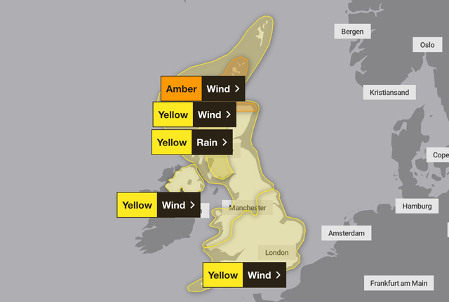 Storm Amy map: When and where up to 100mph winds will hit the UK | The ...
