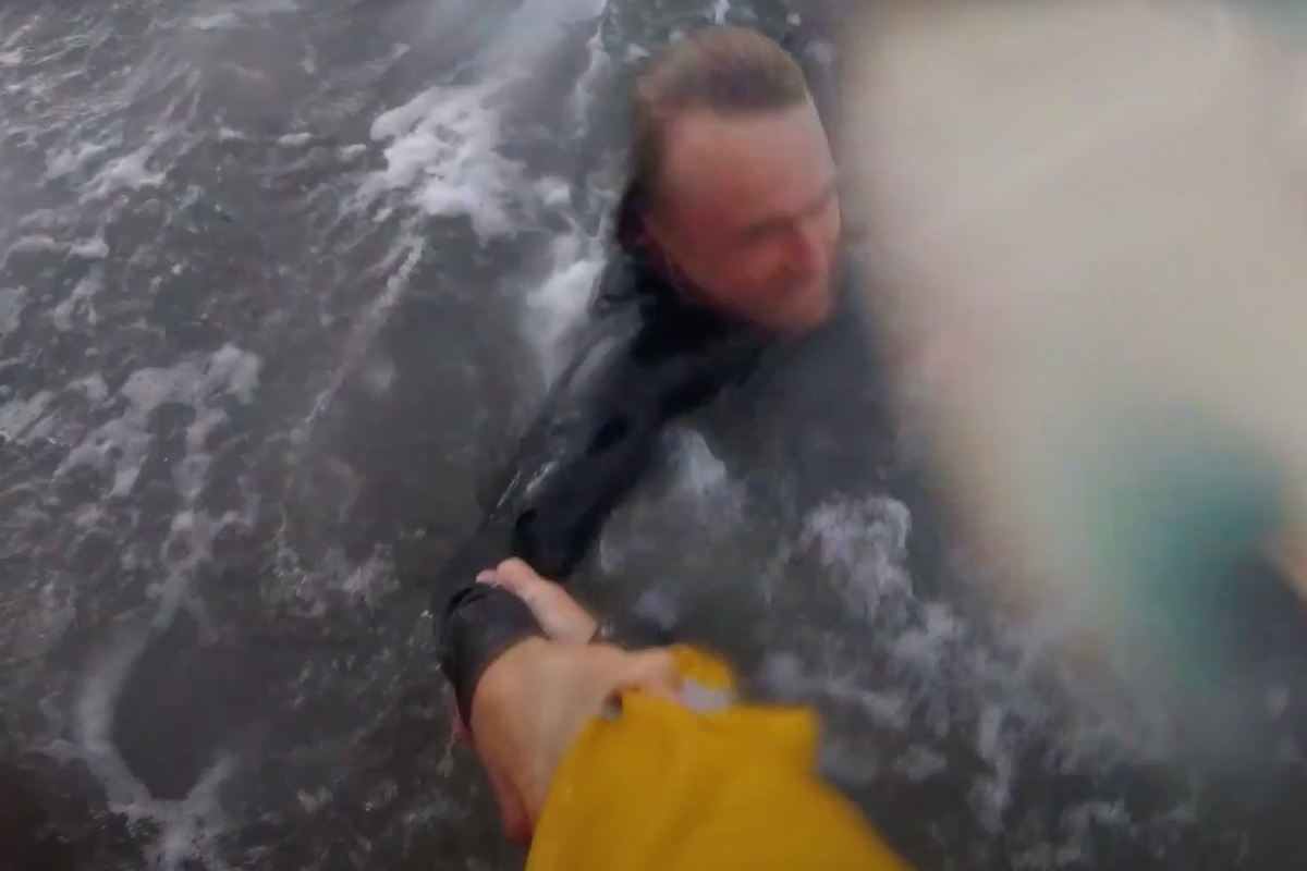 RNLI footage captures dramatic rescue of surfer caught in rip current ...