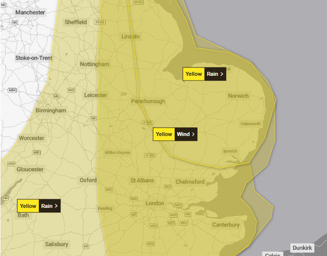 UK weather map: Where Storm Benjamin is set to bring 75mph winds and ...