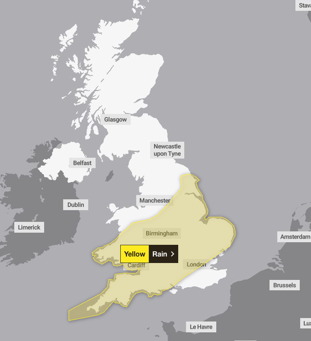 Weather map: Where heavy rain will hit London, England and Wales this ...