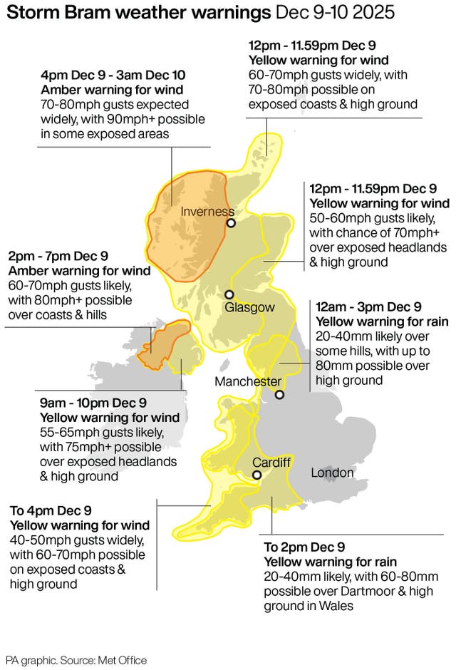 Storm Bram: Trains and ferries to be suspended as heavy winds hit UK ...