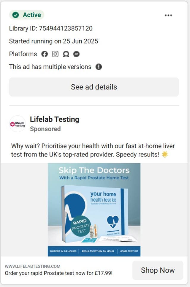 Watchdog bans ads for at-home prostate cancer testing kits and ...