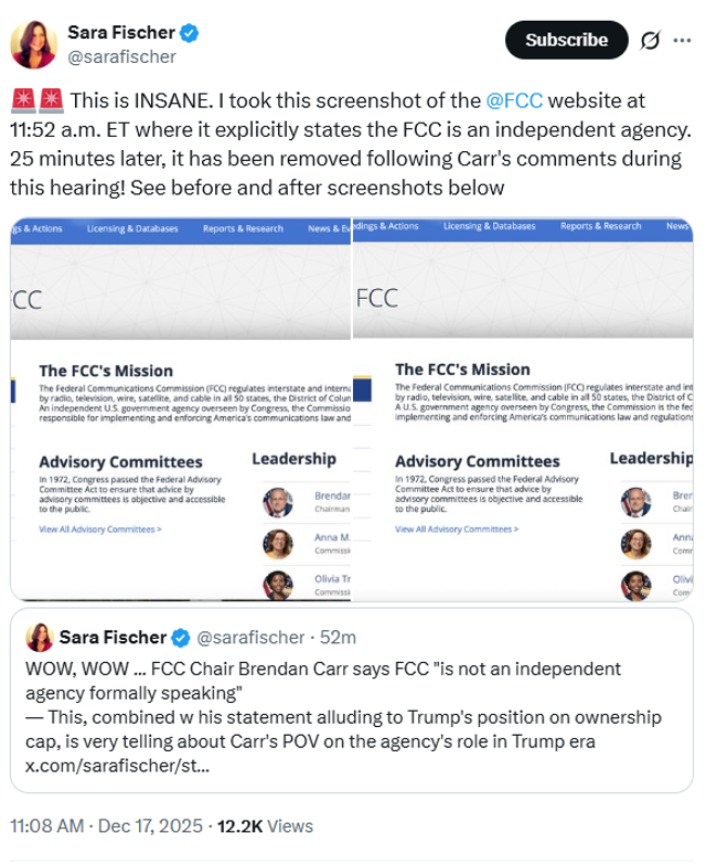 FCC immediately edits website after pro-Trump chair claims it’s not an ...