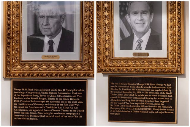 White House adds plaques below Biden and Obama portraits calling them ...