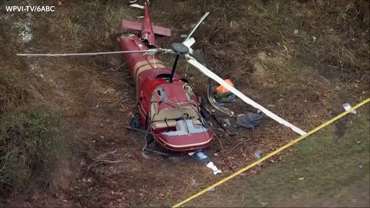 Moment helicopter spirals down in sky after deadly collision | The ...