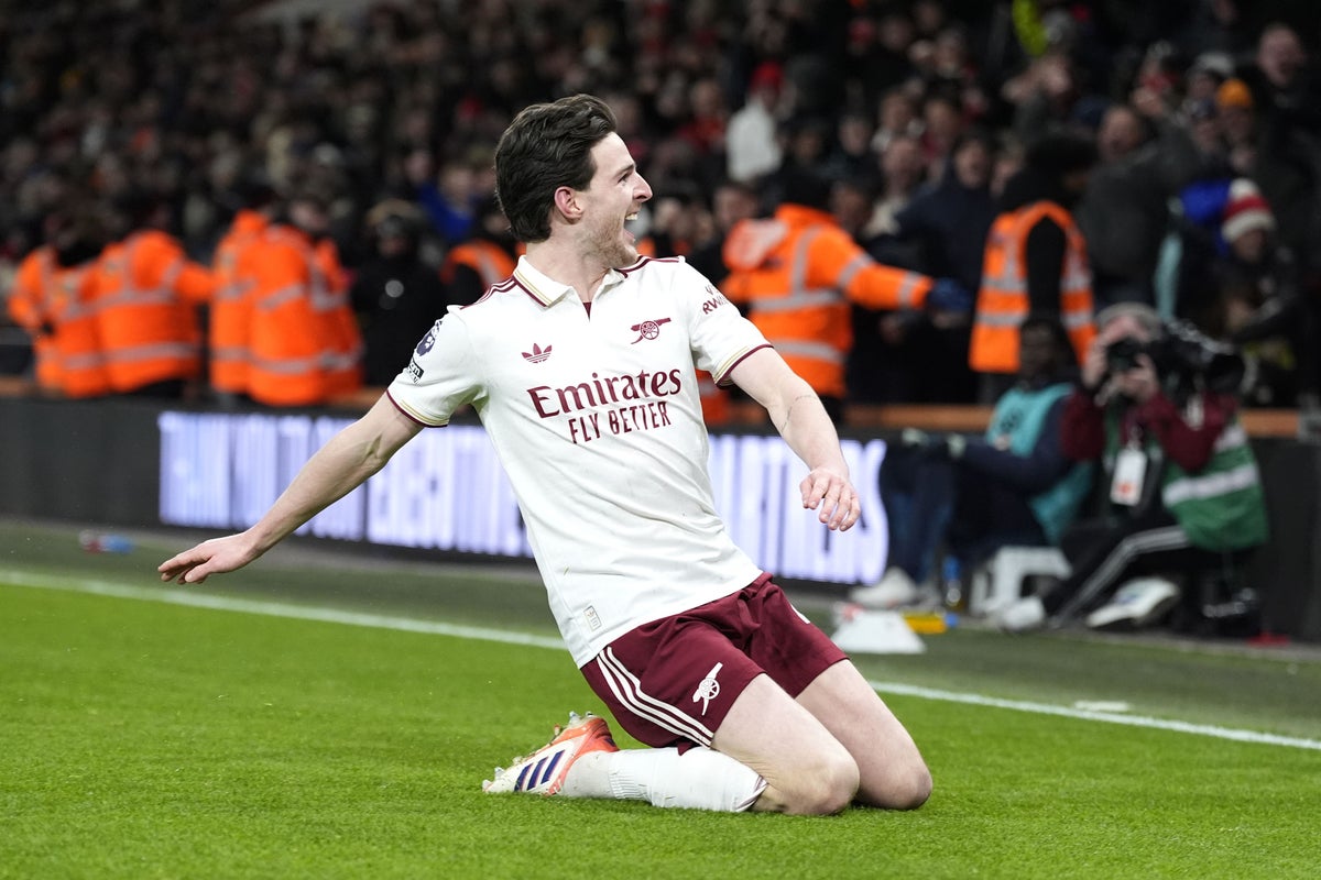 Declan Rice double helps Arsenal stave off Bournemouth in five-goal ...