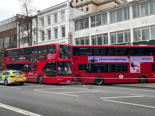 Six injured after two double-decker buses crash in London | The Independent