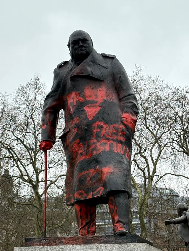 Man arrested after Churchill statue in London defaced with ‘Zionist war ...