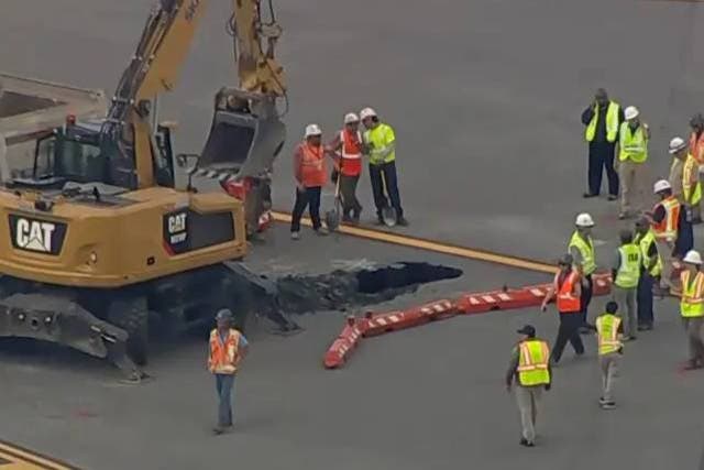 Sinkhole forces canceled flights and delays at one of New York’s ...