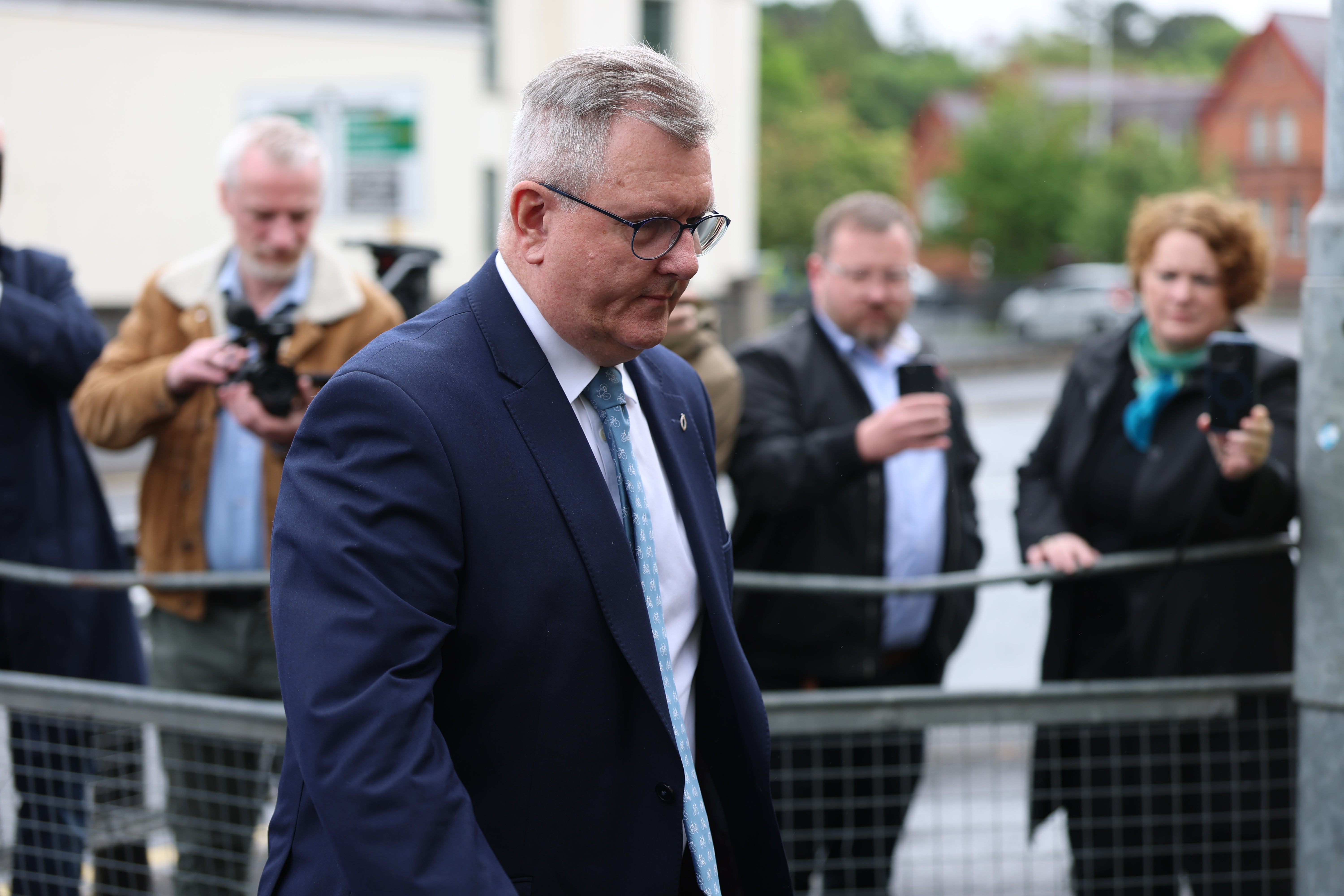 Jeffrey Donaldson arrives at court for second week of…