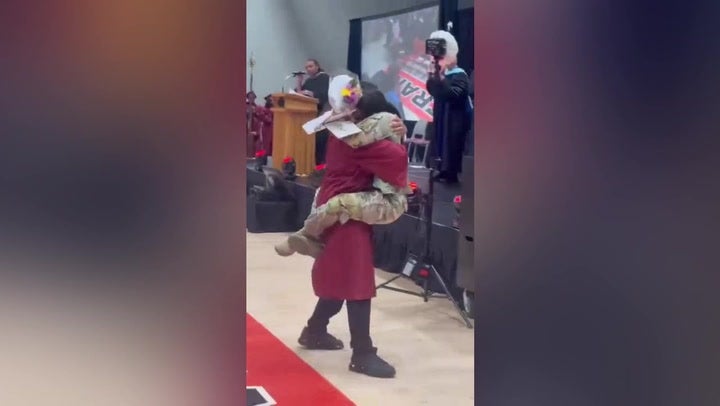 Military sister surprises graduating brother mid-ceremony | The Independent
