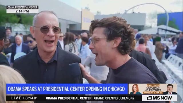 Tom Hanks shocks reporter with brutal joke about MS NOW ratings during ...