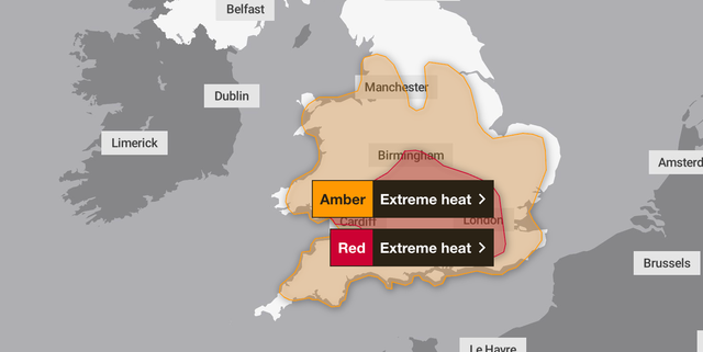Rare red weather warning issued for extreme heat – but what does it ...