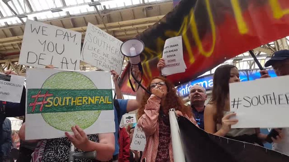 Commuters stage protest after Southern rail cuts 340 trains from ...