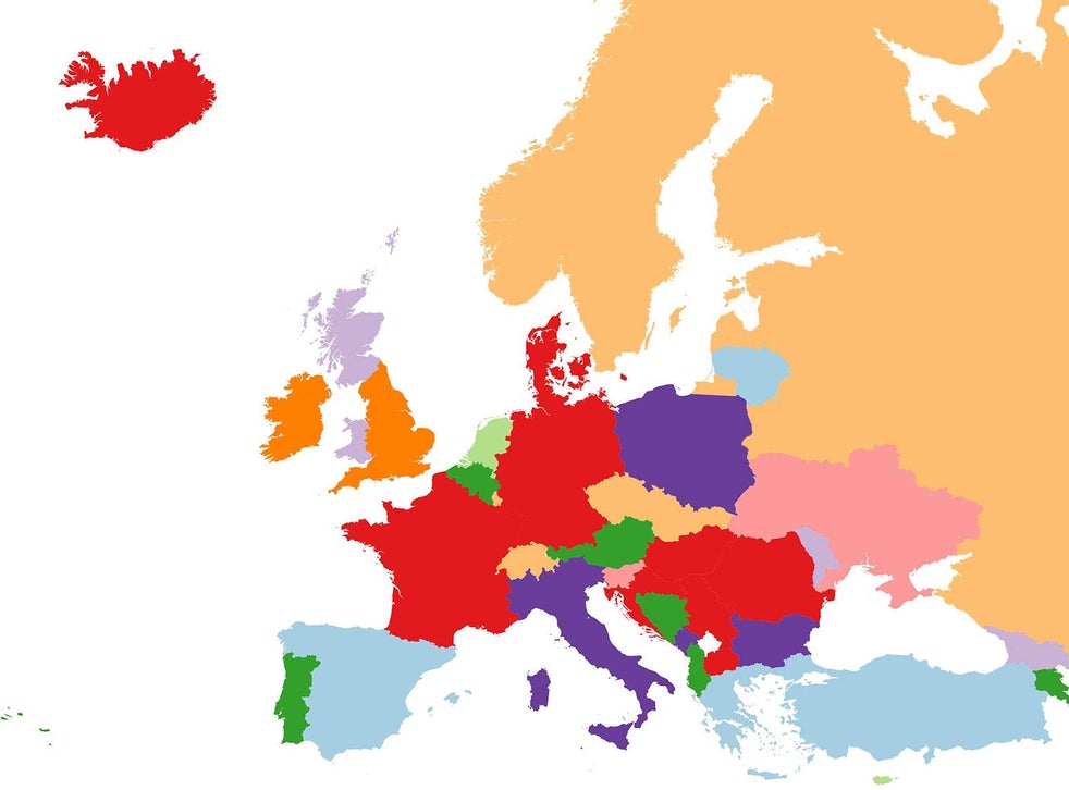 The map of Europe according to which sport each is country is best at ...