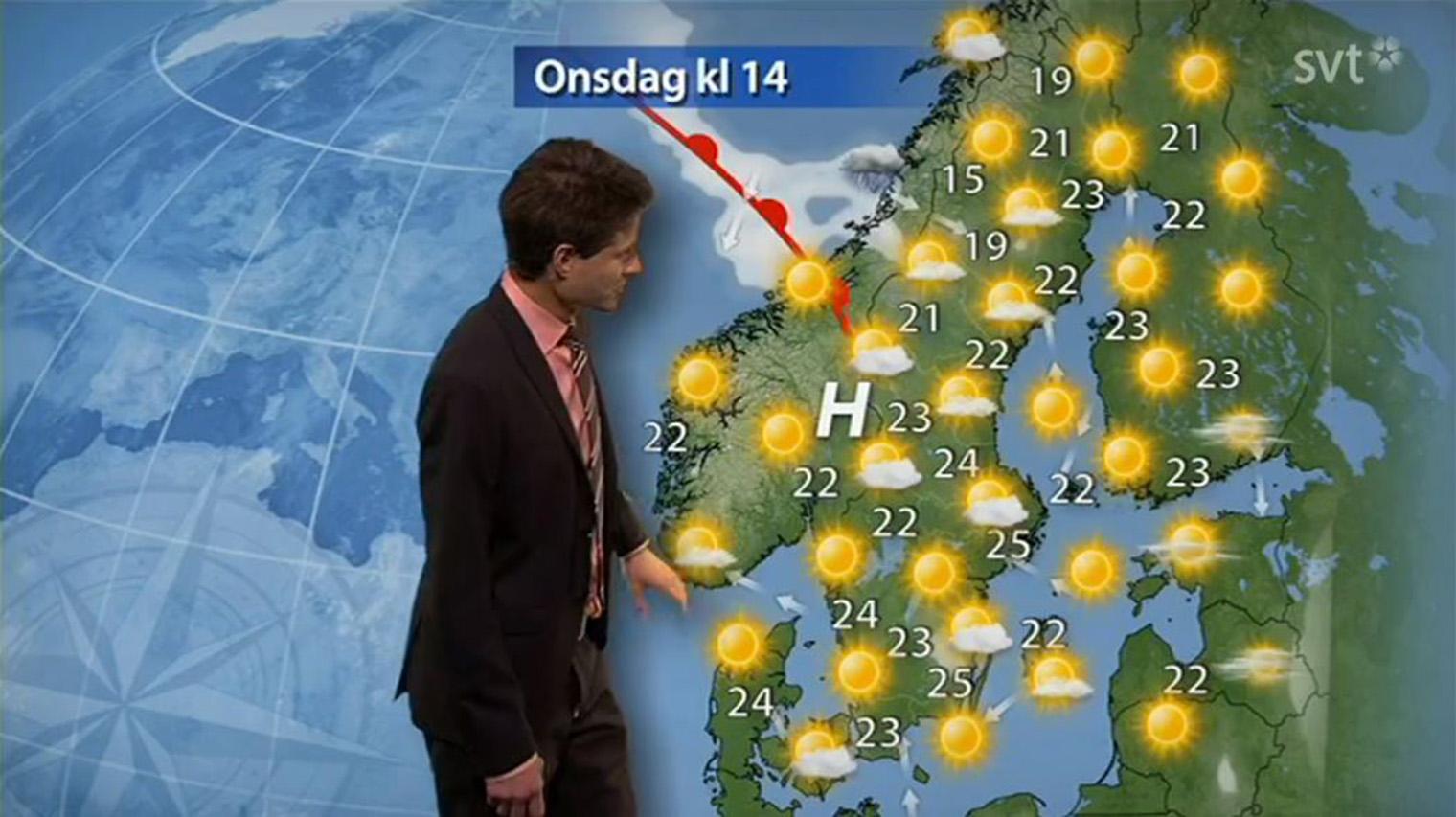 This Swedish weather forecaster forgot a crucial detail before going on ...