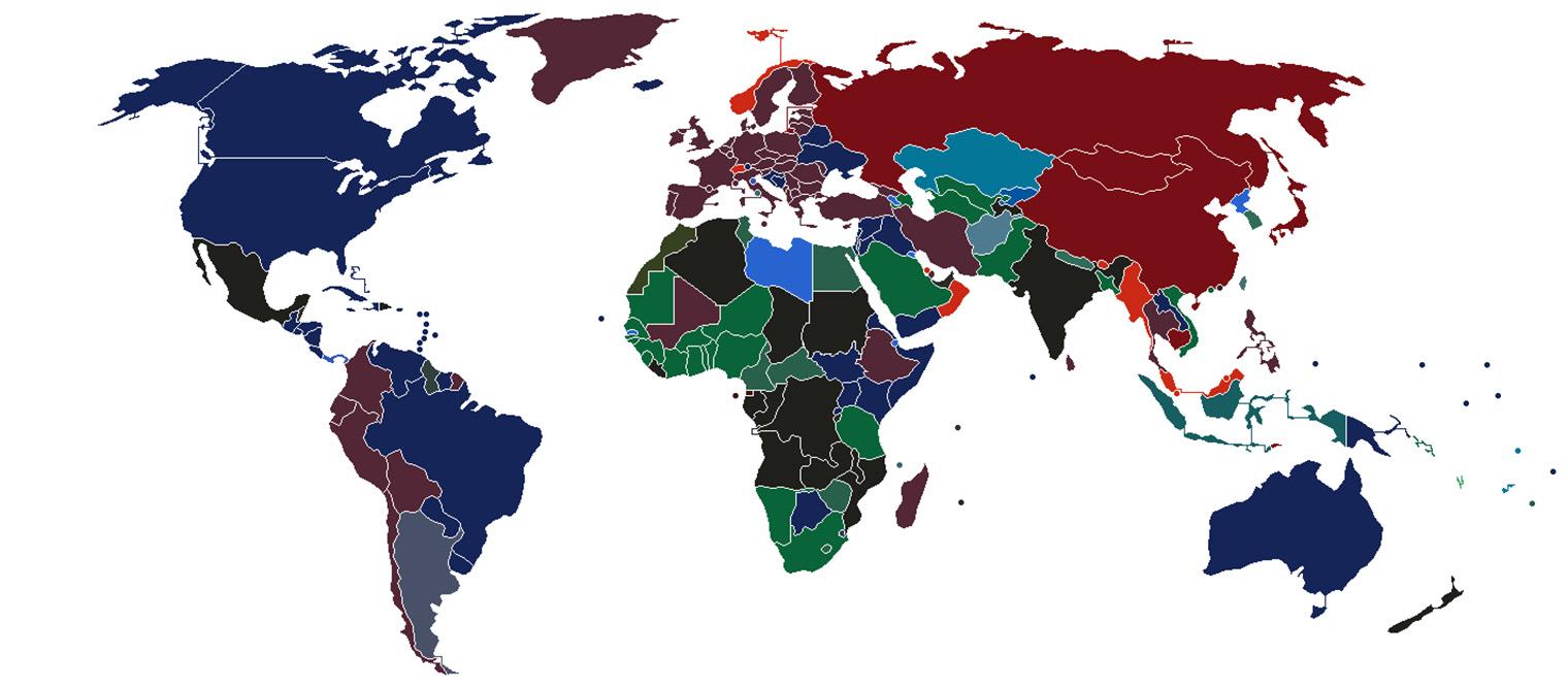 The map of the world according to each country's passport colour ...
