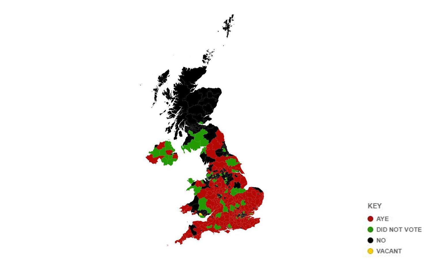 Map: Did your MP vote for or against letting 3,000 Syrian child ...