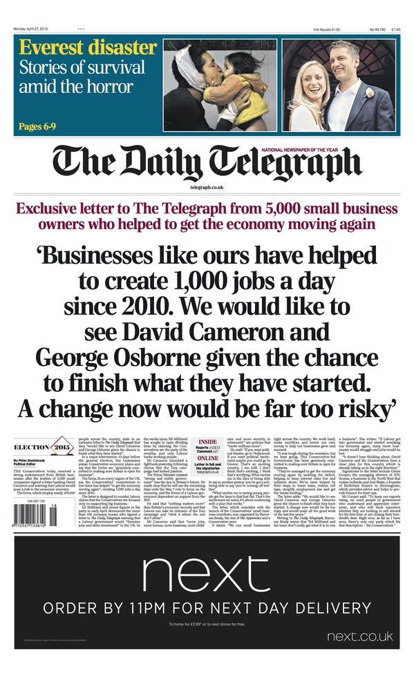 You'll never guess where the Telegraph got its letter supporting the ...
