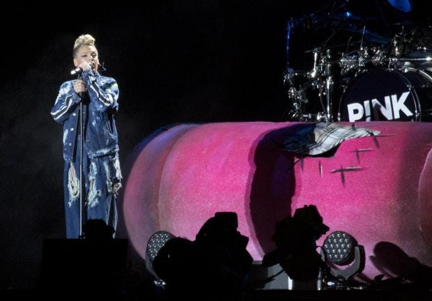 V Festival review: Pink wows crowds with fiery performance despite ...