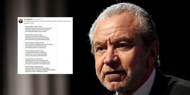 Lord Sugar, Poet Laureate of the Palace of Westminster, Tackles Anti ...