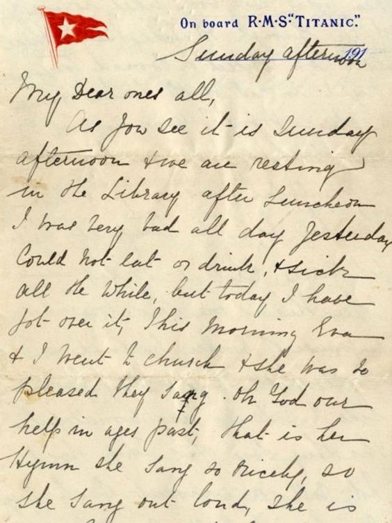 Only letter written on the night the Titanic sank to be auctioned | The ...