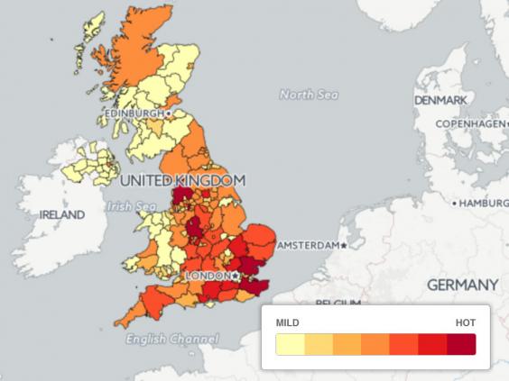 'Heat map' shows which areas of Britain enjoy the spiciest curries ...