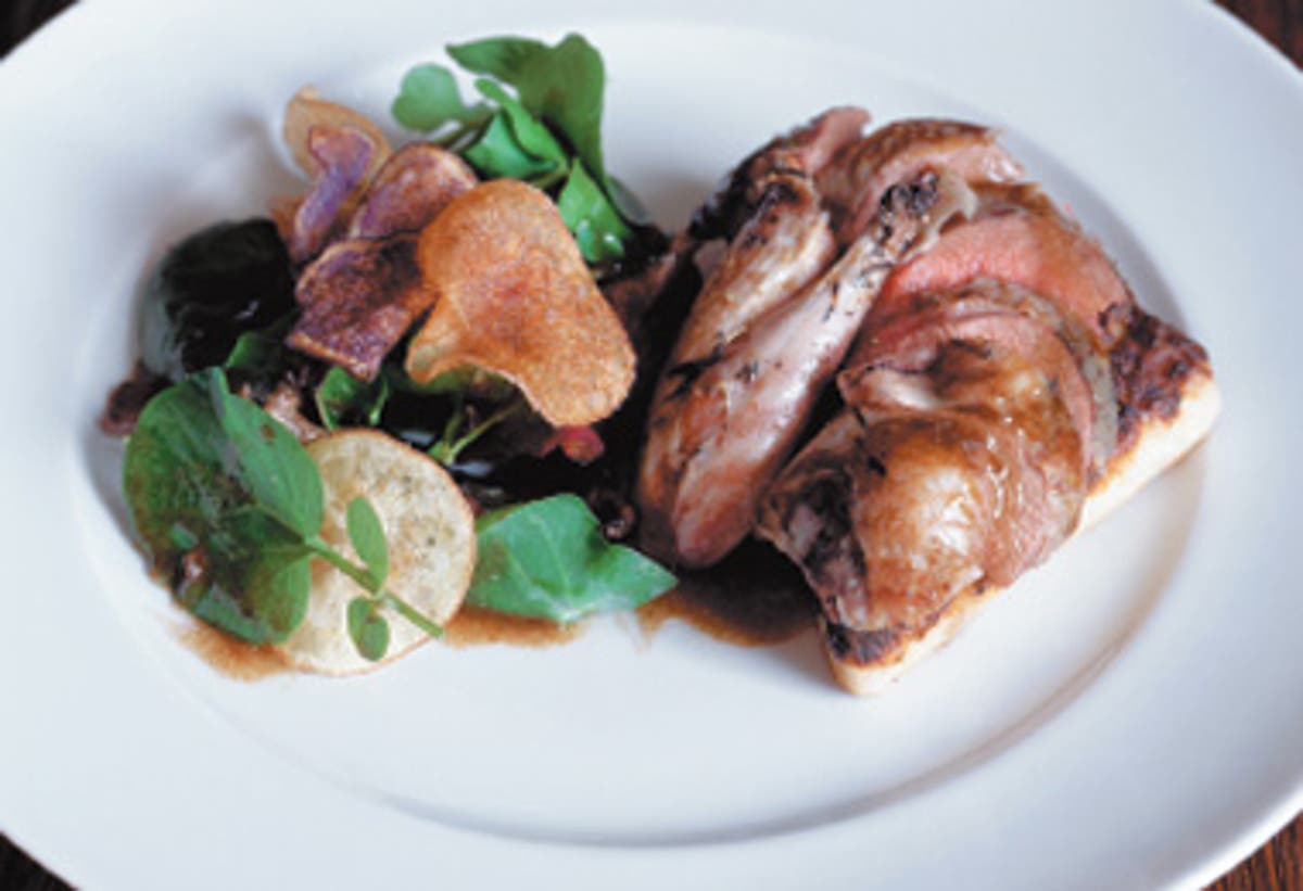 Roast grouse with bread sauce, bacon salad and game chips | The ...