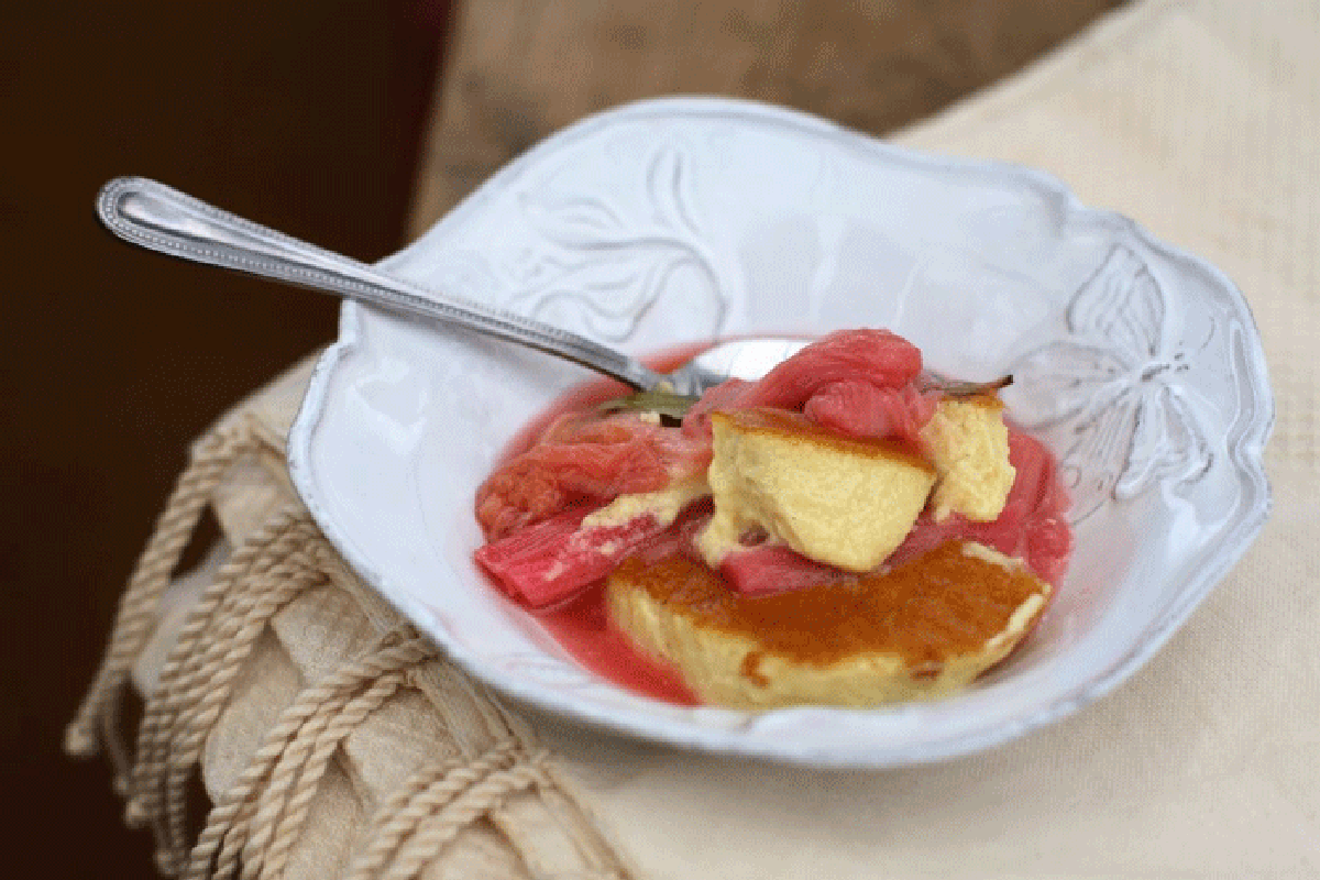Maple-syrup custard with rhubarb | The Independent | The Independent