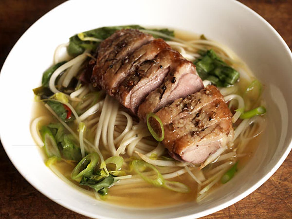 Tea-smoked duck with egg noodles | The Independent | The Independent